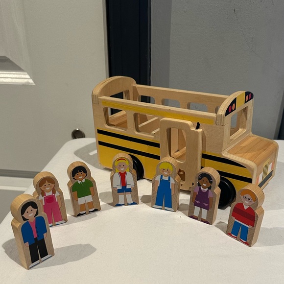 Melissa & Doug | Toys | Melissa Doug School Bus Wooden Play Set With 7 ...